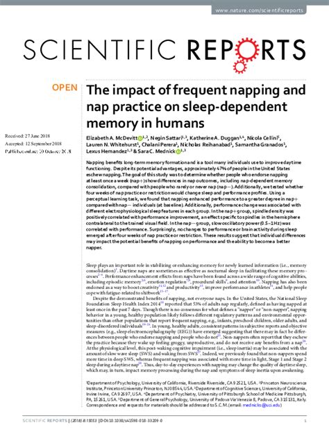 pdf the impact of frequent napping and nap practice on sleep