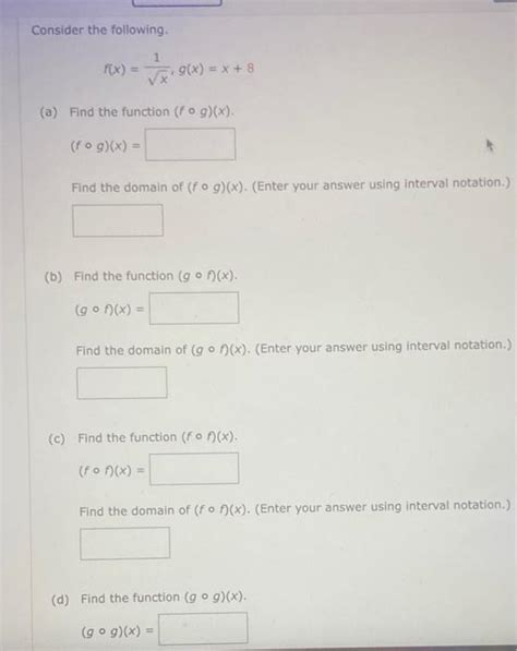 Solved Consider The Following Functions F X X−51 G X X1−6