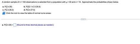 solved a random sample of n 100 observations is selected