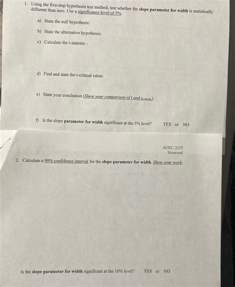 solved 1 using the five step hypothesis test method test