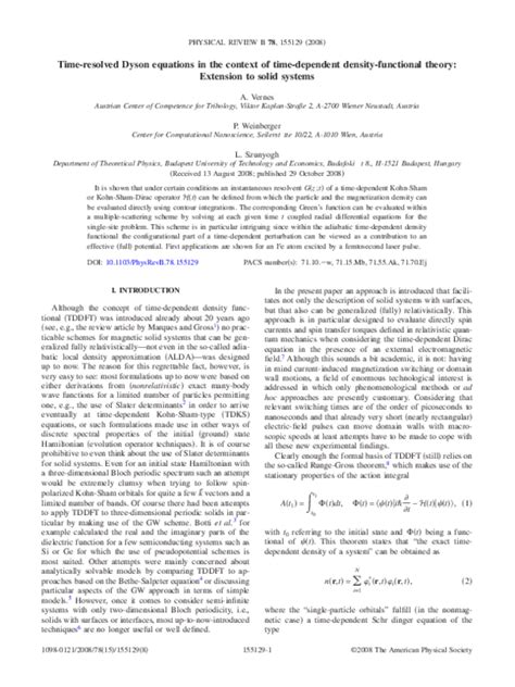 Pdf Time Resolved Dyson Equations In The Context Of Time Dependent Density Functional Theory