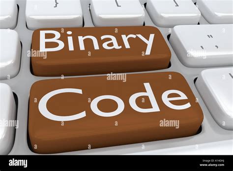 3D Illustration Of Computer Keyboard With The Script Binary Code On