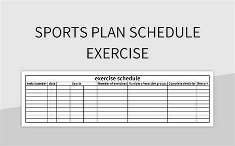 Exercise Schedule Excel Template