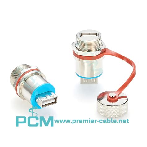 IP68 Waterproof Panel Mount USB Type A Female To Female Adapter With Cap Premier Cable A Cable