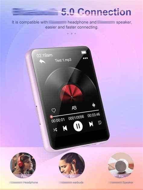 64GB Portable Hi Fi Sound MP3 Player With 2 4 Full Touch Screen Built In HD Speakers