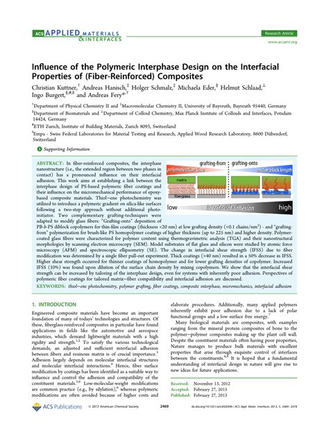 Pdf Influence Of The Polymeric Interphase Design On The Interfacial Properties Of Fiber