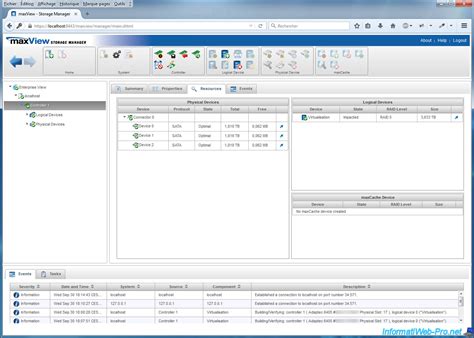 Presentation Of The Adaptec Maxview Storage Manager V1 Web Interface
