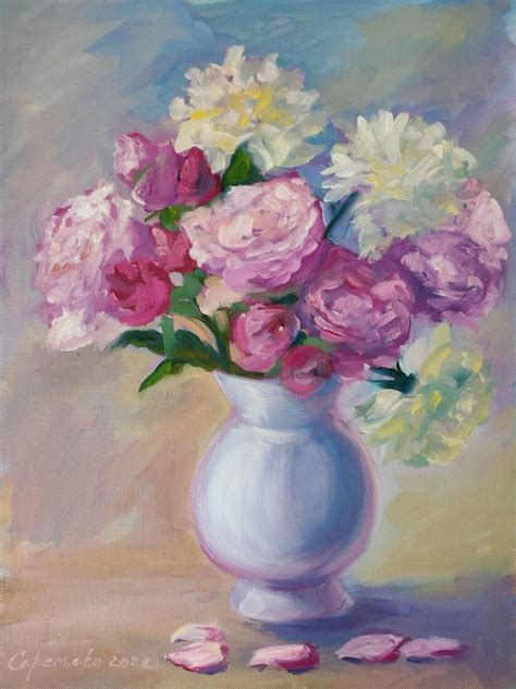 Картина маслом розы в вазе пастельная картина с цветами 30х40 см в интернет магазине Ярмарка