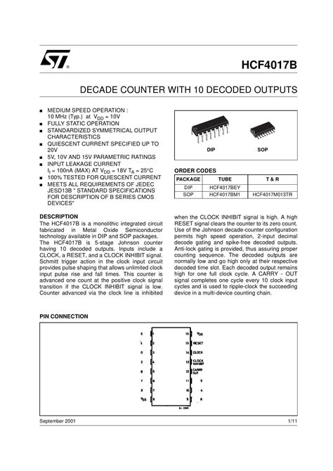 Hcf4017b Decade Counter With 10 Decoded Outputs Chatwithmanuals Interactive Technical