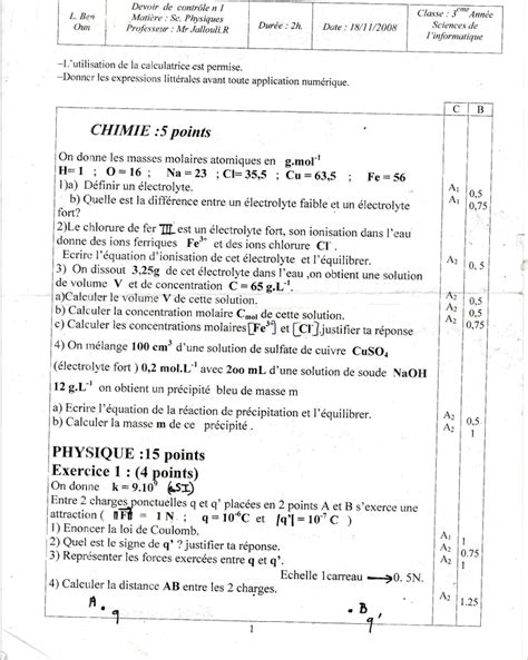 3 ème Sc Informatique Physique Devoir Contrôle 1 3 ème Sc Informatique