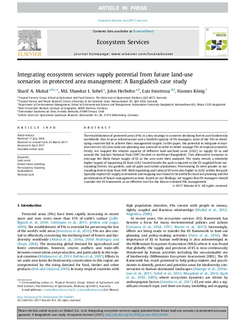 Pdf Integrating Ecosystem Services Supply Potential From Future Land Use Scenarios In