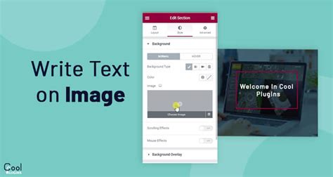 how to add text over image in elementor
