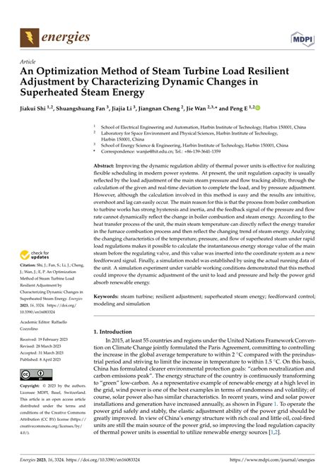 Pdf An Optimization Method Of Steam Turbine Load Resilient Adjustment