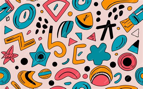 Premium Vector Fun Colorful Line Doodle Seamless Pattern Creative Minimalist Style Art