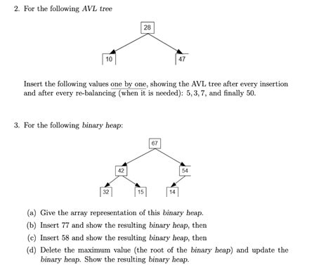 solved 2 for the following avl tree 28 10 47 insert the