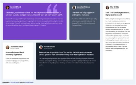 Frontend Mentor Testimonial Positioning Using Css Grid Coding