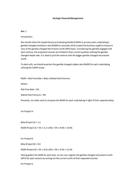 Strategic Financial Management Assignment Pdf Option Finance