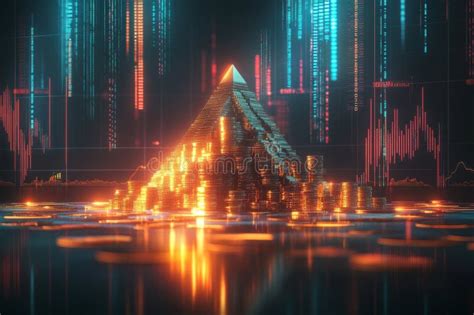 A Vibrant Digital Pyramid Rises In A Sea Of Glowing Data Streams