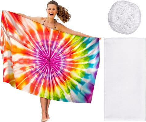 Peryiter White Beach Towels For Tie Dye Oversized Cotton