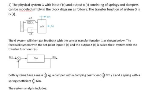 Solved 2 The Physical System With Input Ft And Output X