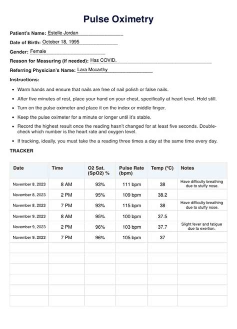 Pulse Oximetry Example Free PDF Download
