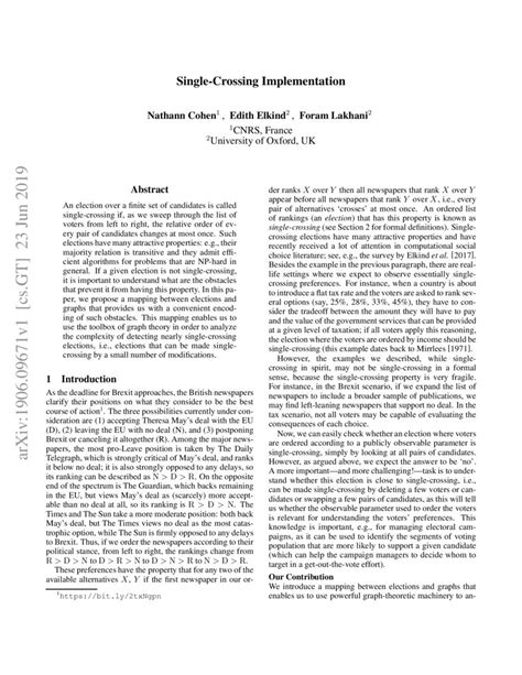 Single Crossing Implementation Deepai