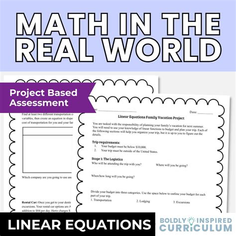 Linear Equations Real World Project For Algebra 1 Writing And Graphing Equations Boldly