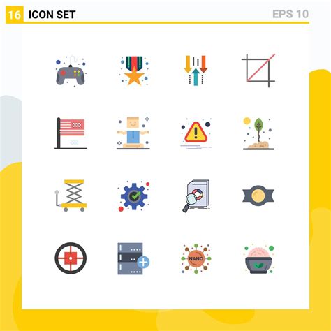 Mobile Interface Flat Color Set Of 16 Pictograms Of American Dream Symbols Arrow Screen Download
