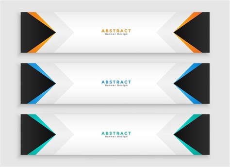 Free Vector Set Of Three Web Business Header Layout In Geometric Style