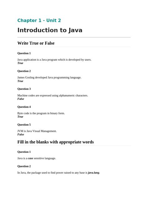 Std 9 Unit 2 Introduction To Java Pdf Java Programming Language