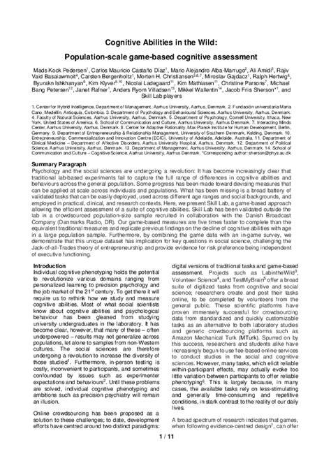 Pdf Measuring Cognitive Abilities In The Wild Validating A