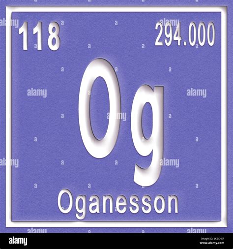 Oganesson Chemical Element Sign With Atomic Number And Atomic Weight
