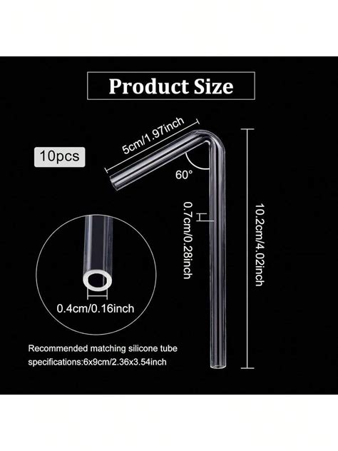 10 Pack 4x2 Inch 60 Degree Glass Delivery Tube Hole 4mm Curved Bent