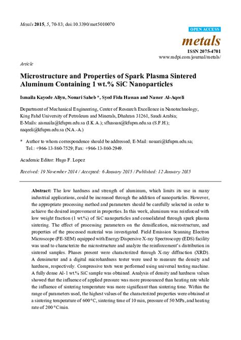 Pdf Microstructure And Properties Of Spark Plasma Sintered Aln Ceramics