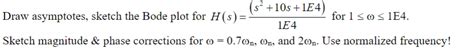 solved draw asymptotes sketch the bode plot for