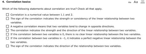 Solved 4 Correlation Basics Which Of The Following