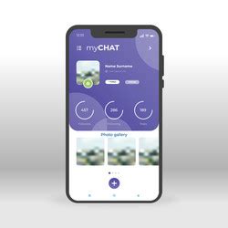 Blue Social Network Profile Page Ui Ux Gui Screen Vector Image