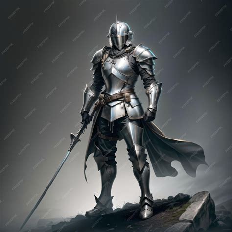Premium Photo Soldier Wearing Full Armor Holding Sword