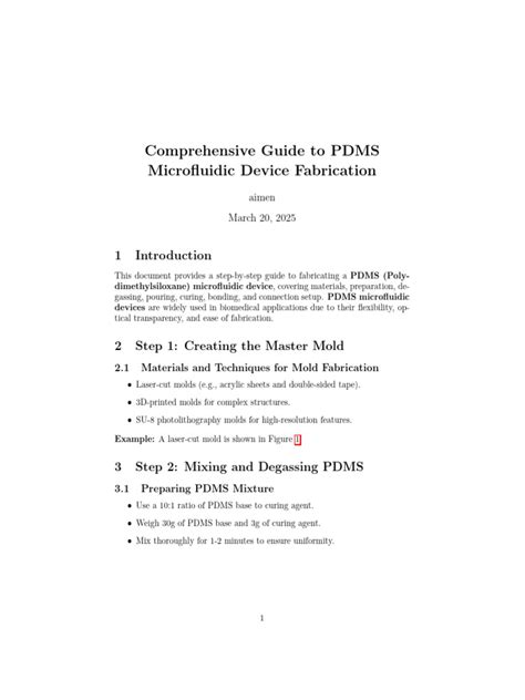 Comprehensive Guide To Pdms Microfluidic Device Fabrication Pdf Microfluidics Physical