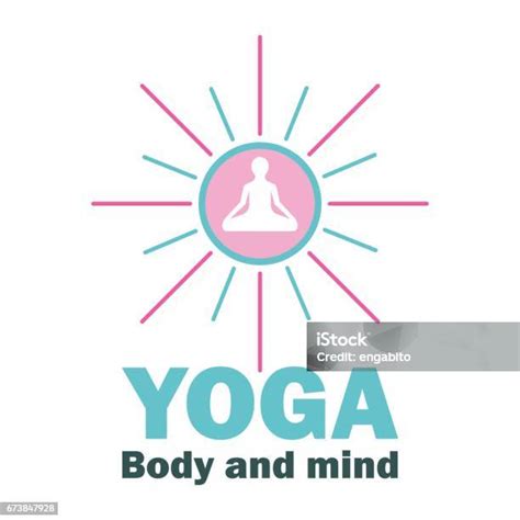 귀하의 슬로건에 대 한 텍스트 공간 요가 몸과 마음 명상 아이콘 슬로건 벡터 일러스트 레이 션 건강한 생활방식에 대한 스톡 벡터