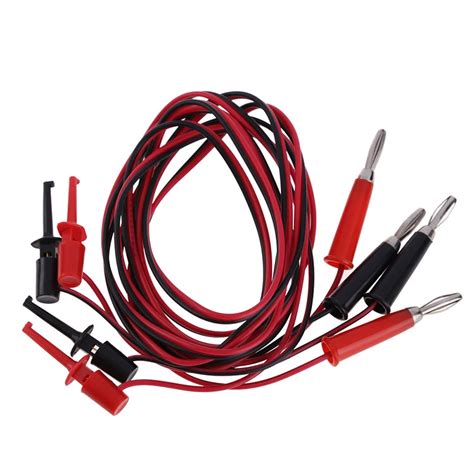 Pro Electrical Connectors Cable 1 Pair Banana Plug To Copper Single Test Hook Clip Cable Lead