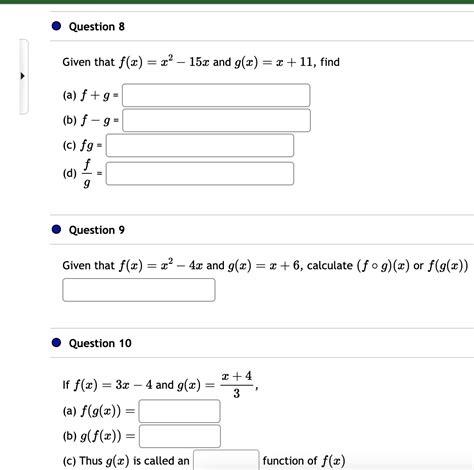 solved given that f x x2−15x and g x x 11 find a f g