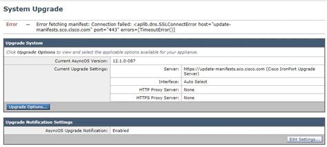 Solved Ironport C100v Not Updatingupgrading Cisco Community