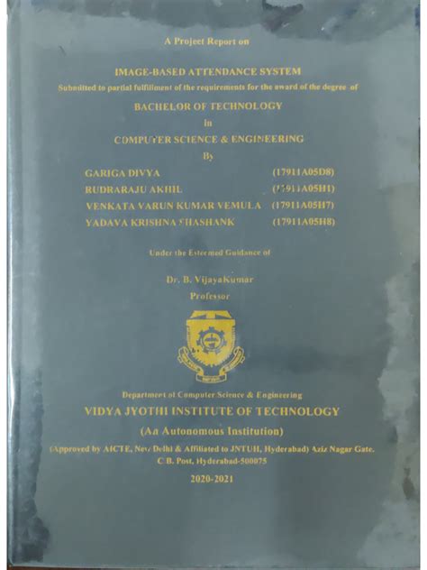 Image Based Attendance System Project Report Bestproject 2020 21 Pdf