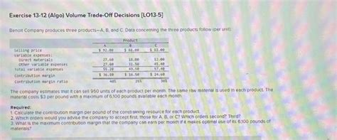 solved exercise 13 12 algo volume trade off decisions