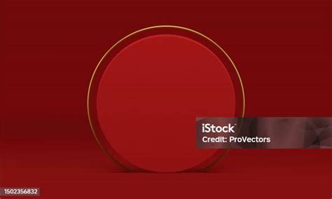 빨간색 3d 원형 벽 장식 요소 박람회 수직 황금 테두리 현실적인 벡터 일러스트 레이 션 0명에 대한 스톡 벡터 아트 및 기타 이미지 0명 3차원 형태