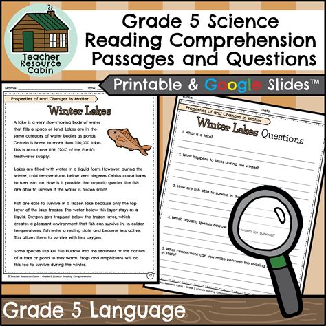 Grade 5 Science Reading Comprehension Passages And Questions Teacher