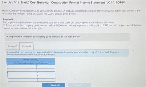 Solved Exercise Static Cost Behavior Contribution Chegg