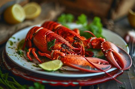 Premium Photo Delicious Seafood Lobster On A Plate