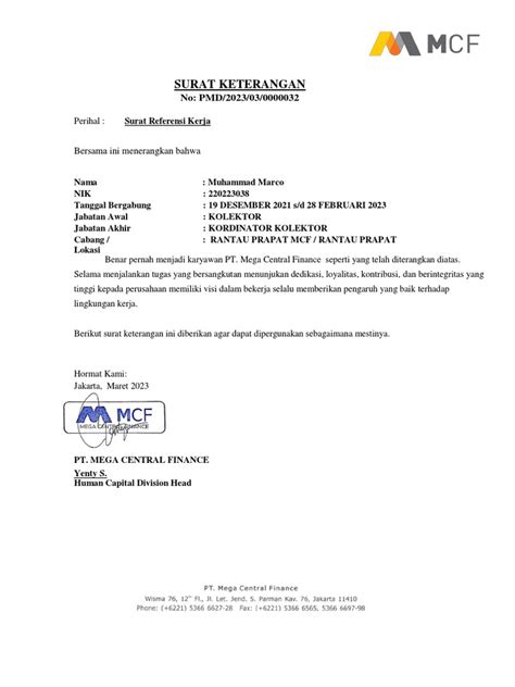 Surat Referensi Mcf Pdf Pdf